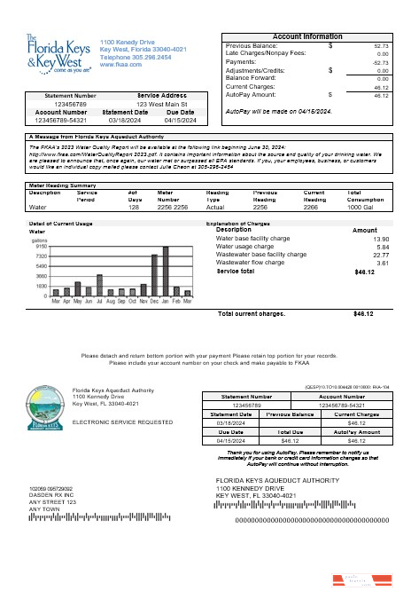 USA Florida Florida Keys business utility bill template in Word and PDF ...
