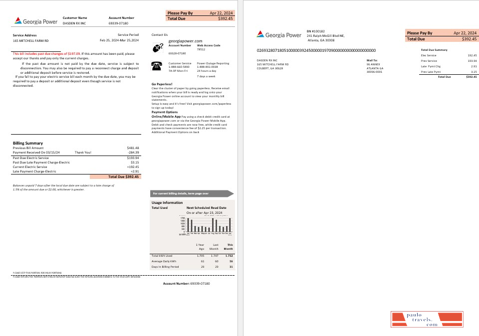 USA Georgia Power business utility new brand bill template in Word and ...