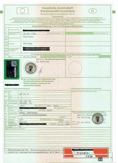 Germany vehicle registration certificate PSD template