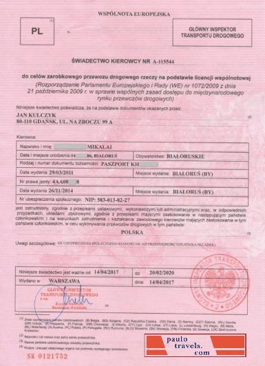 Poland drivers certificate PSD template