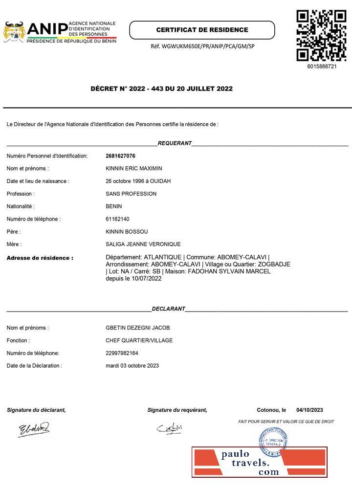 Benin_ANIP_Agence_Nationale_d'Identification_des_Personnes_residence screen