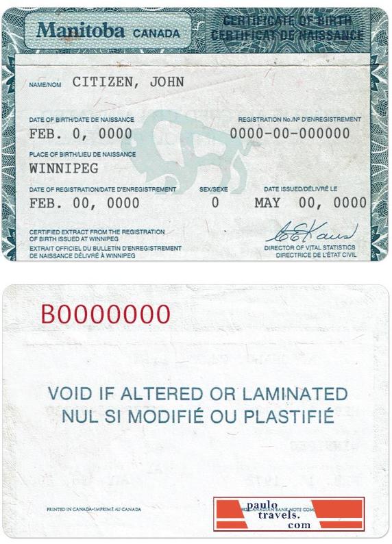 Canada Manitoba birth certificate PSD template screen