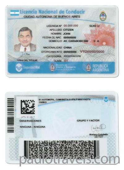 Argentina Buenos Aires driving license PSD template