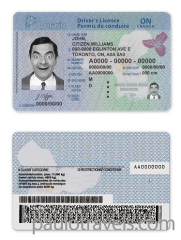 Canada Ontario driving license template in PSD format 2018-present