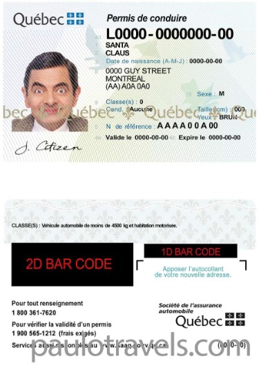 Canada Quebec driving license PSD template