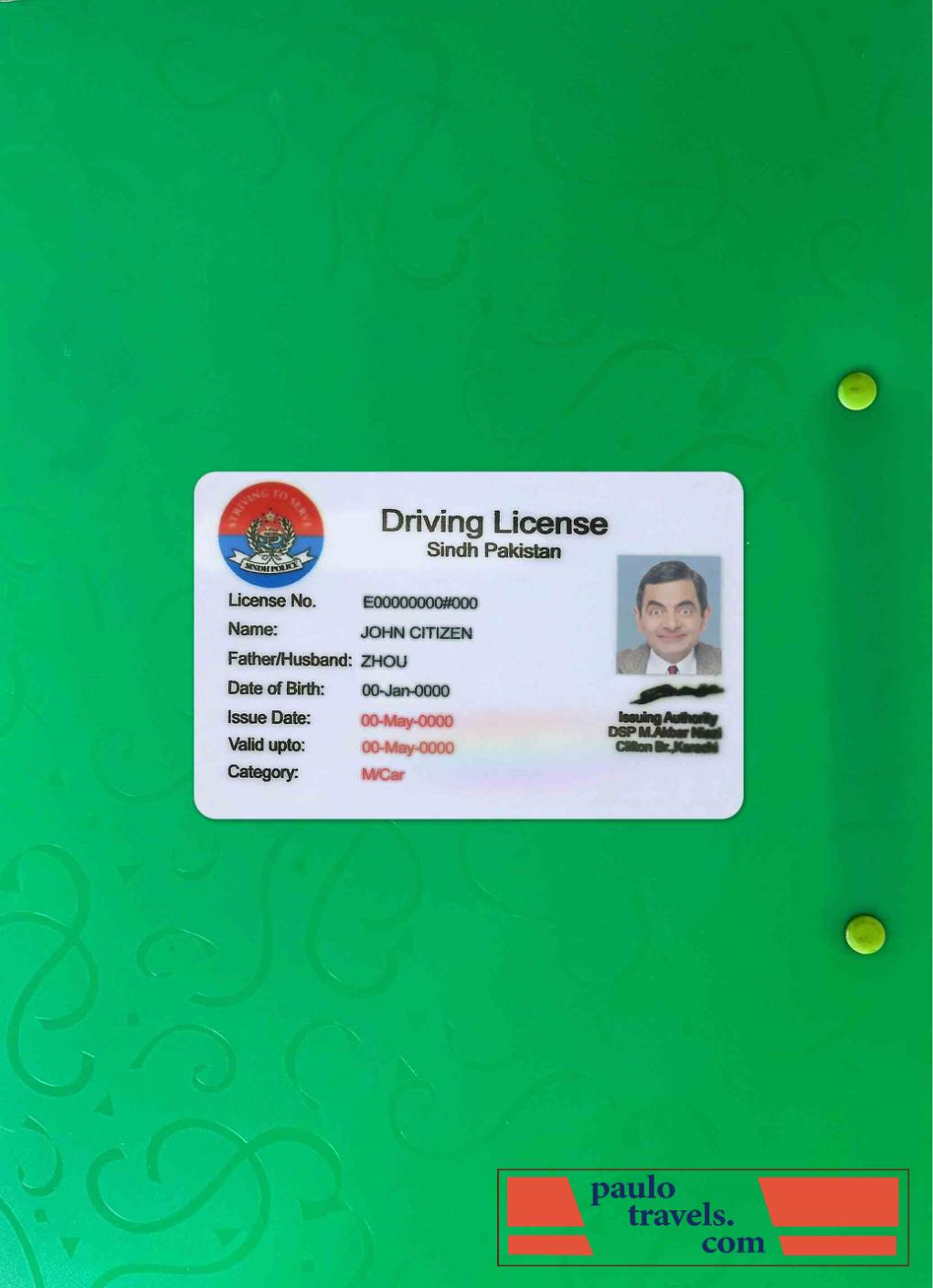 Pakistan Sindh province driving license PSD template, (old version till ...