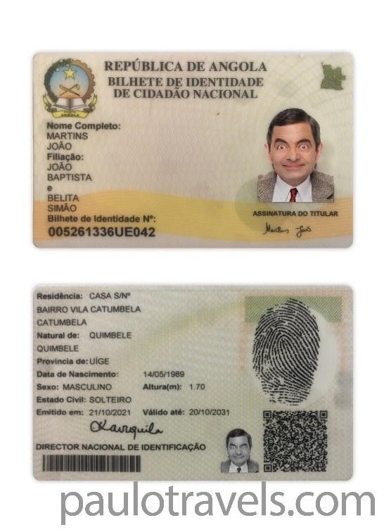 Angola ID card 2021-present PSD template