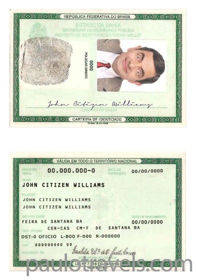 Brazil ID card template in PSD format, 2008-2010