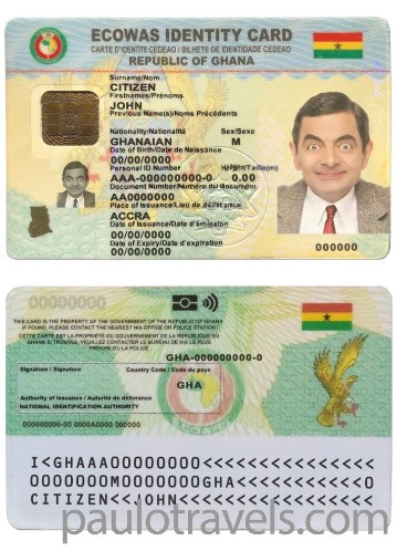 Ghana ID card PSD template