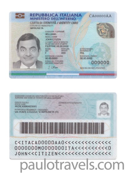 Italy ID card 2016-present PSD template