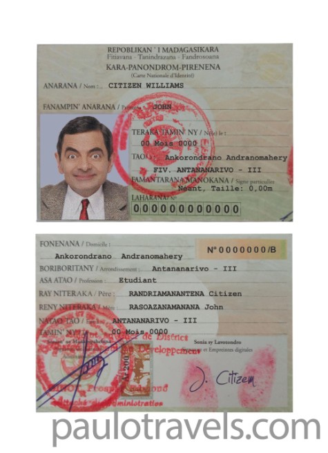 Madagascar ID card PSD template