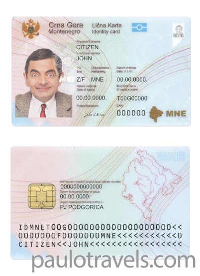 Montenegro ID card PSD template