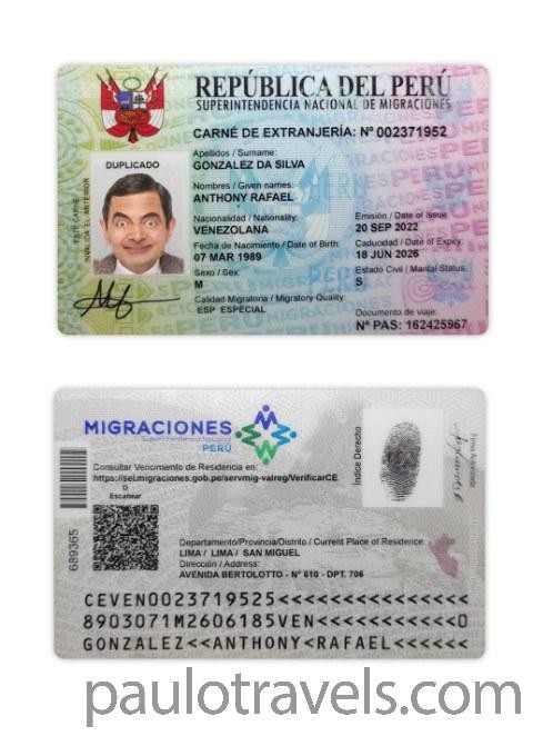 Peru national ID card PSD template