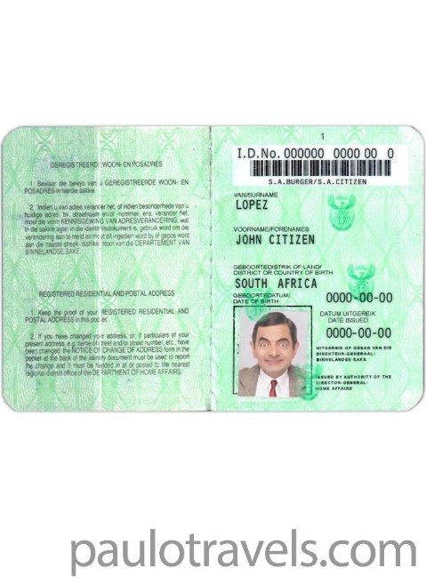 South Africa ID template in PSD format, fully editable 1986-2013