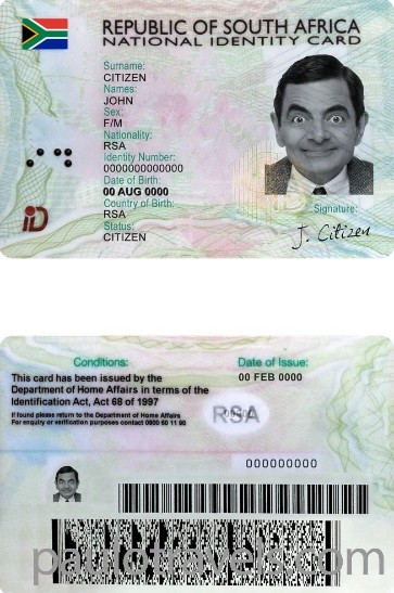 South Africa ID template in PSD format, fully editable 2013-present