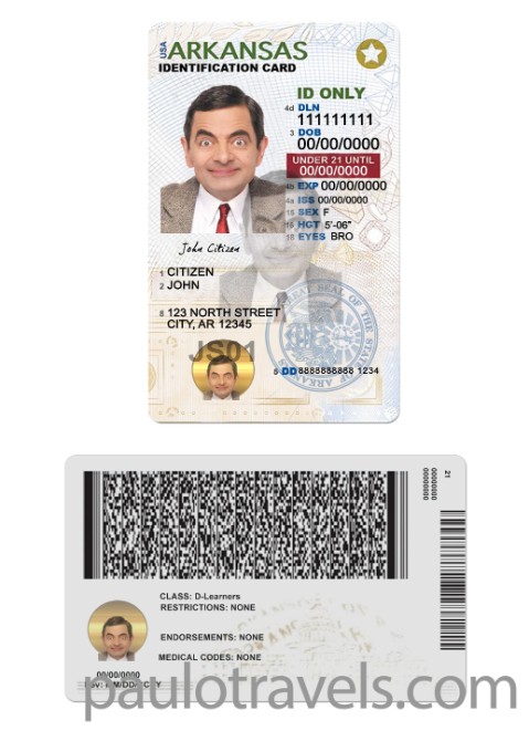 USA Arkansas under 21 ID card PSD template