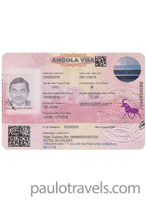 Angola travel visa PSD template
