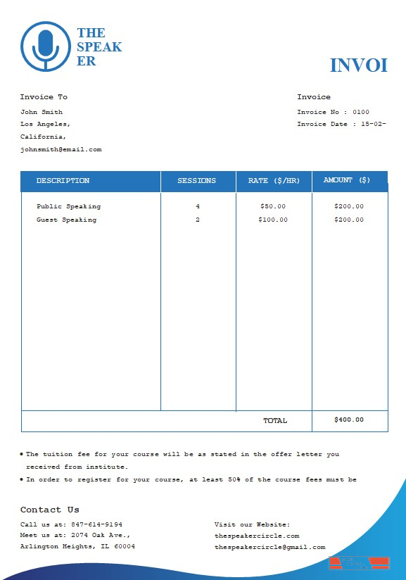 Free Speaker Invoice Template PSD template