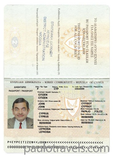 Cyprus passport PSD template