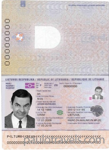 Lithuania passport PSD template