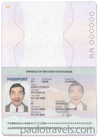 Myanmar passport PSD template