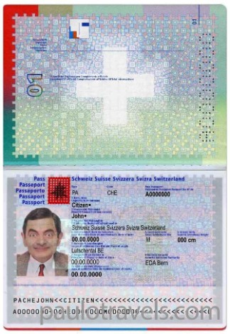Switzerland passport PSD template