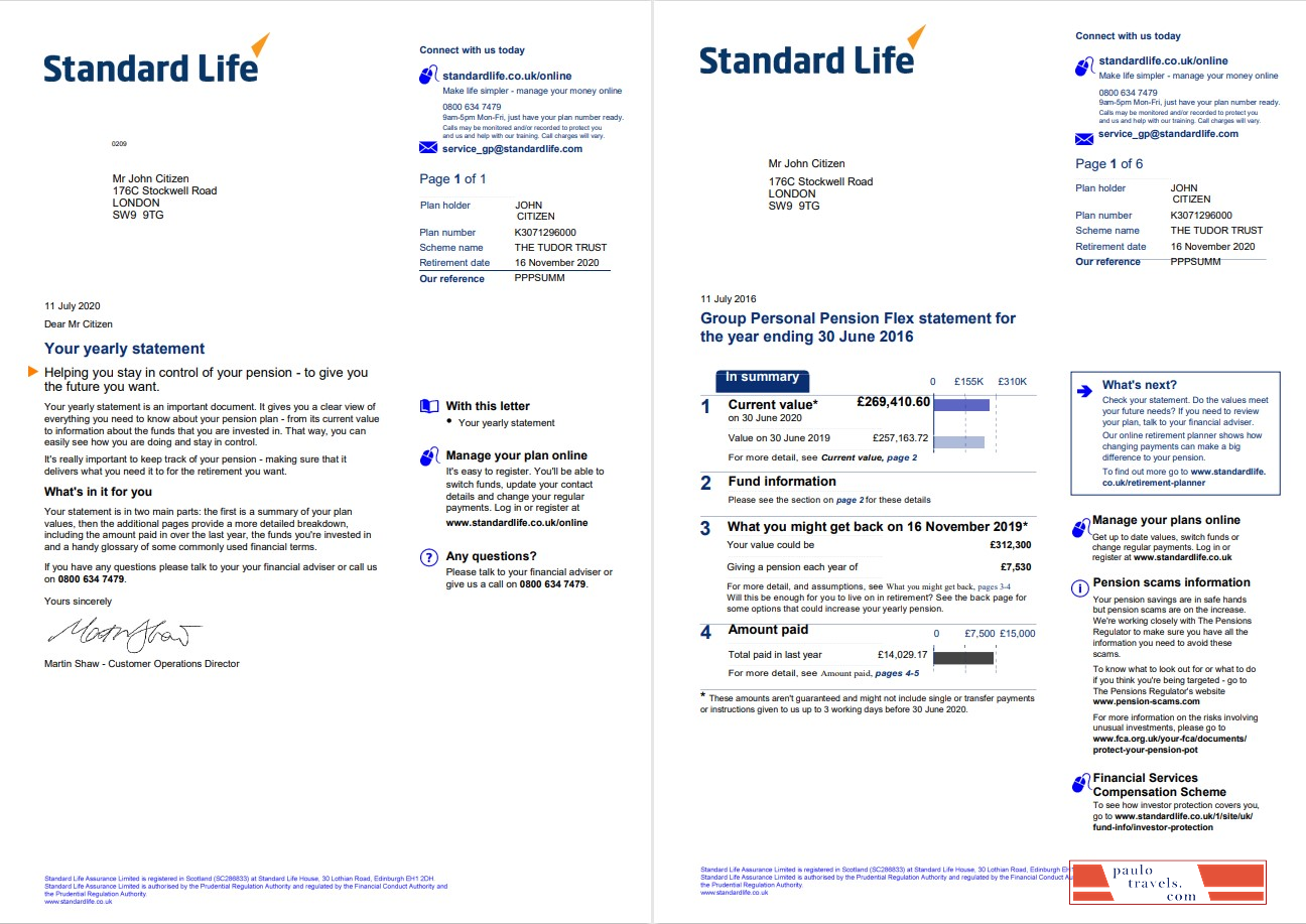 United Kingdom Standard Life utility bill template in Word and PDF ...